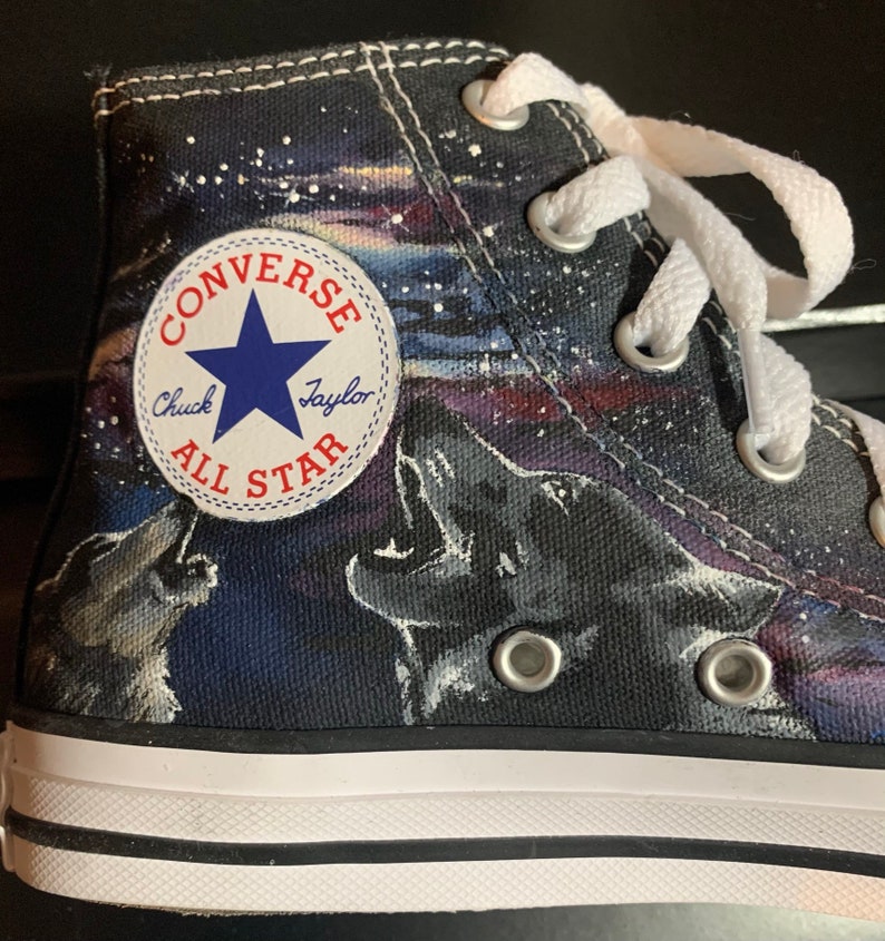 Hand Painted High Top Converse for Little Kids - Wolf Theme by Deborah ...