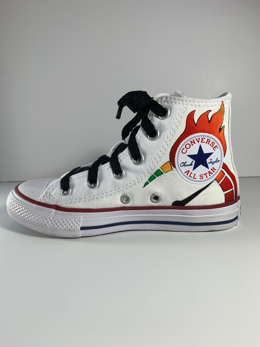 Hand Painted High Top Converse for Little Kids - Racecar / Racing Theme ...