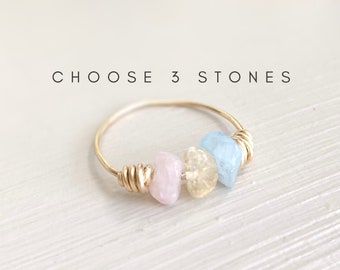 3 stone ring | Etsy