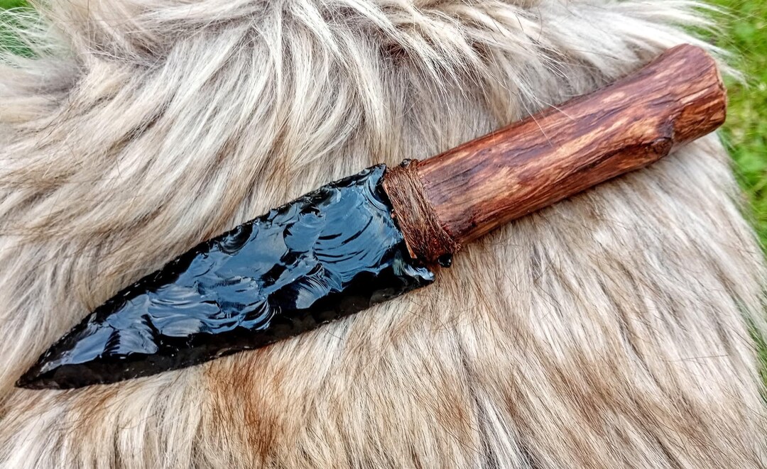 Knapped Obsidian Athame With Rustic Blackthorn Handle - Etsy