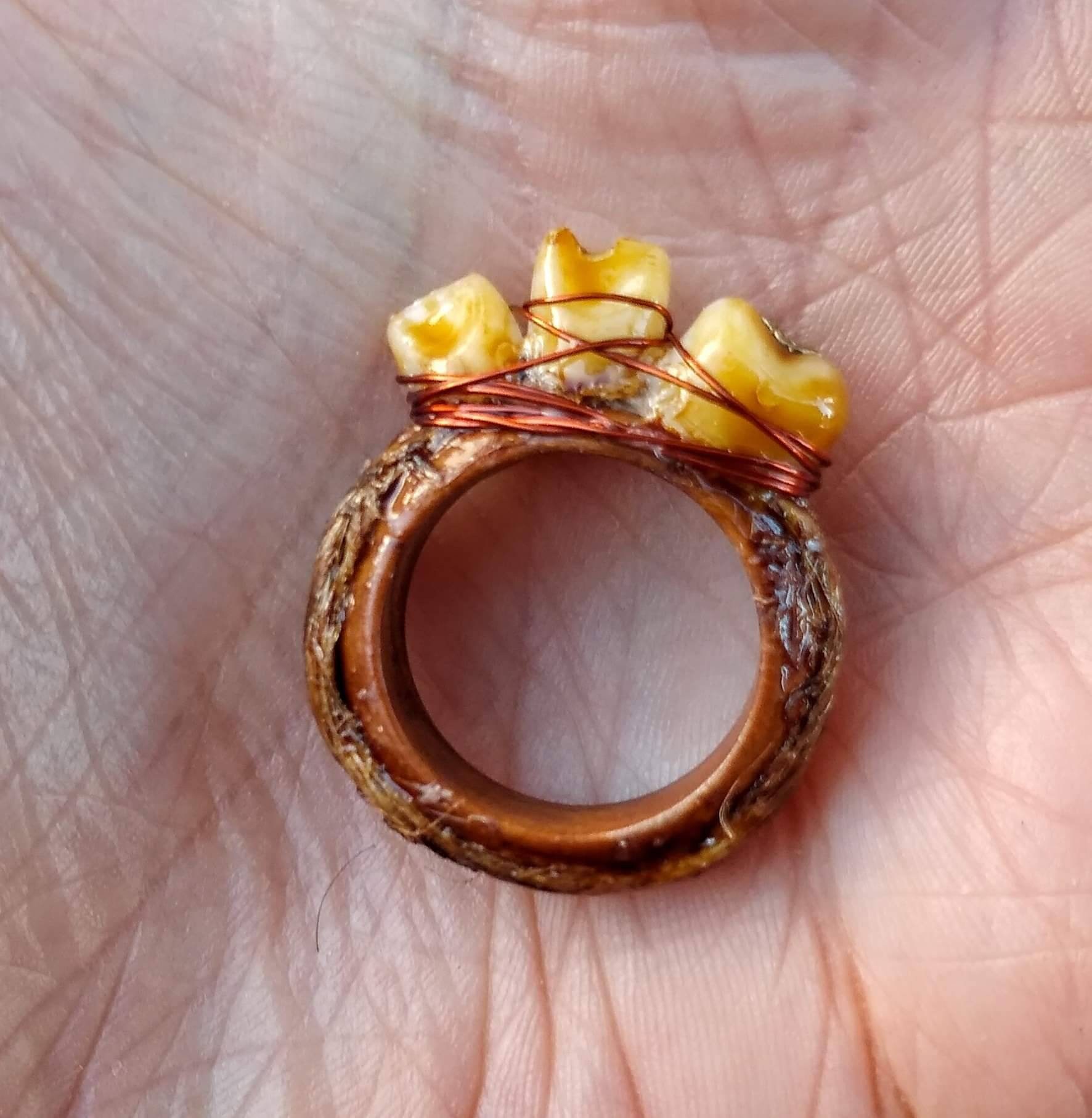 Post Apocalyptic Triple Tooth Ring. Size P.5 UK/8 Us/18mm - Etsy
