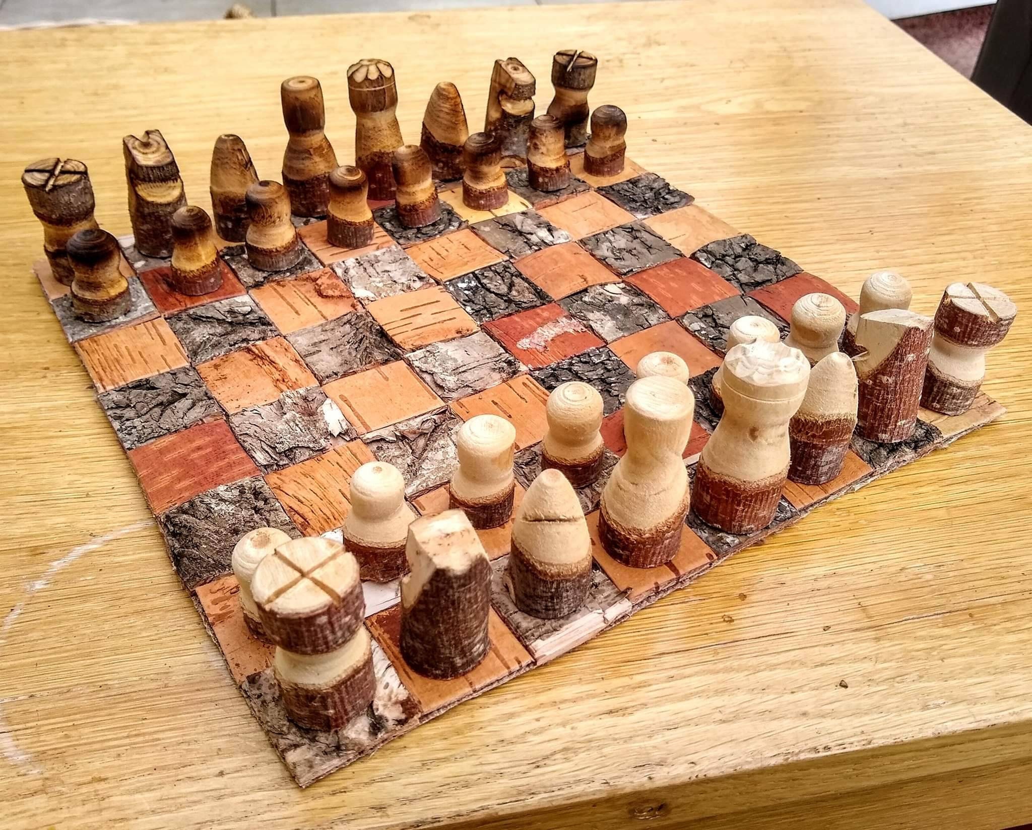 Rustic woodland chess set | Etsy