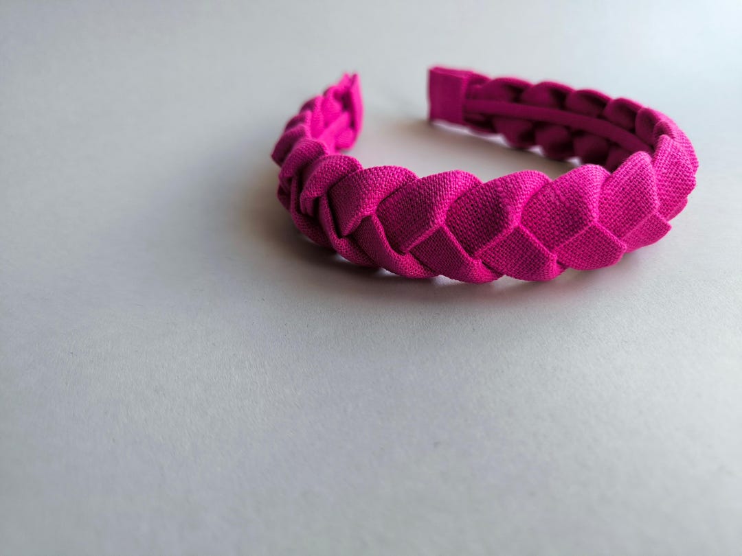 Fuchsia Handmade Linen Braided Headband - Etsy