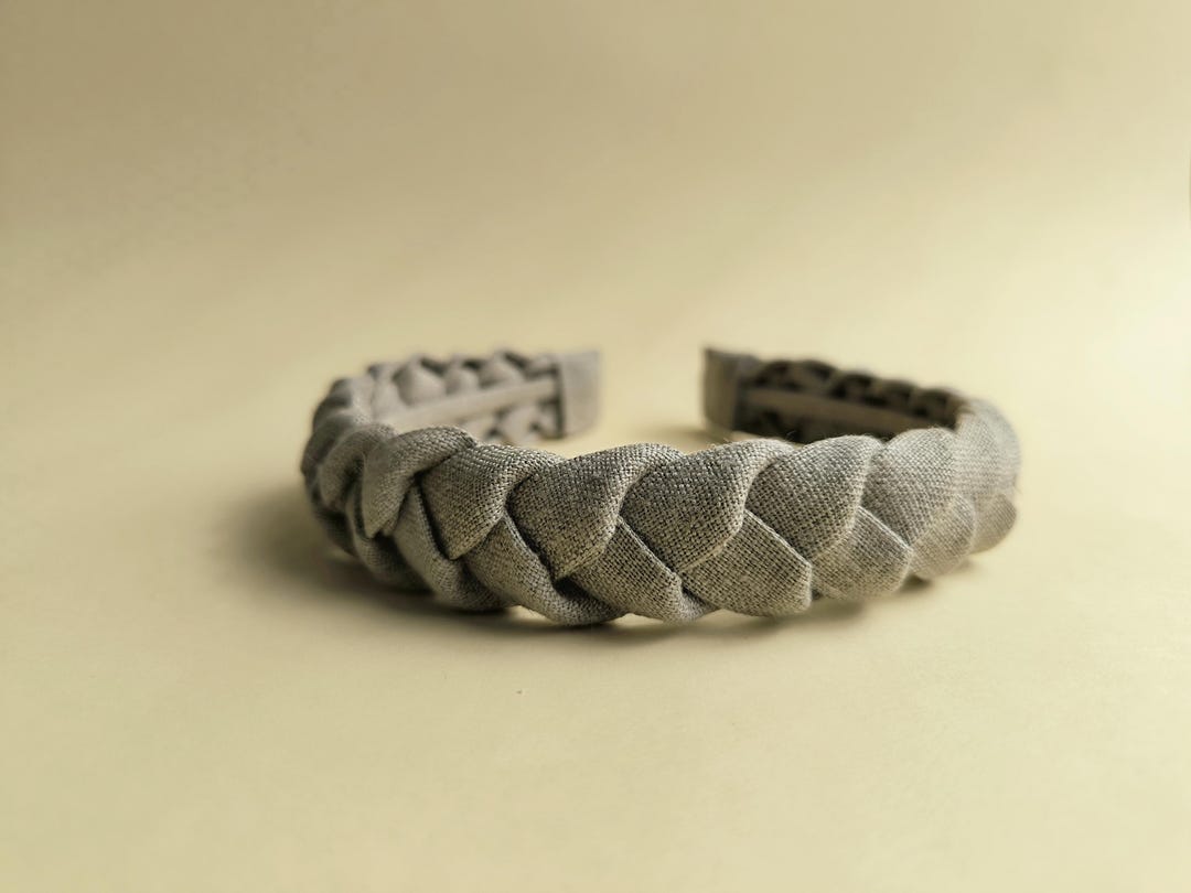 Handmade Gray Linen Braided Headband - Narrow Hair Accessory - Etsy