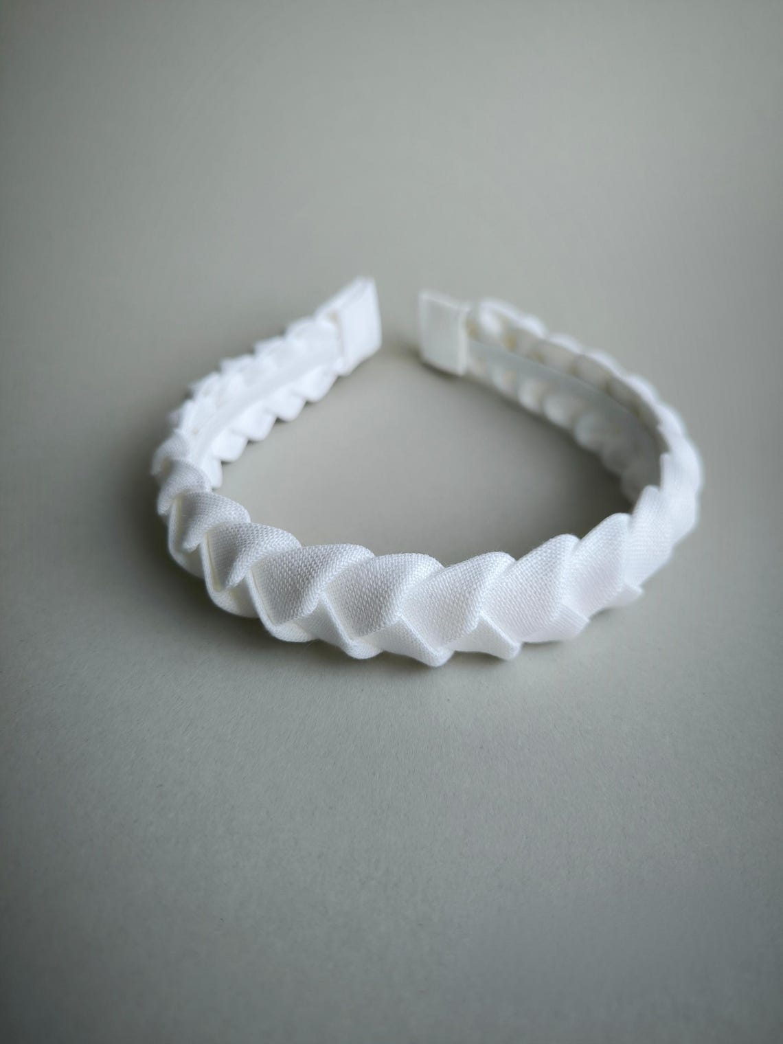 White Linen Handmade Braid Narrow Headband, Hair Accessory, Wedding ...