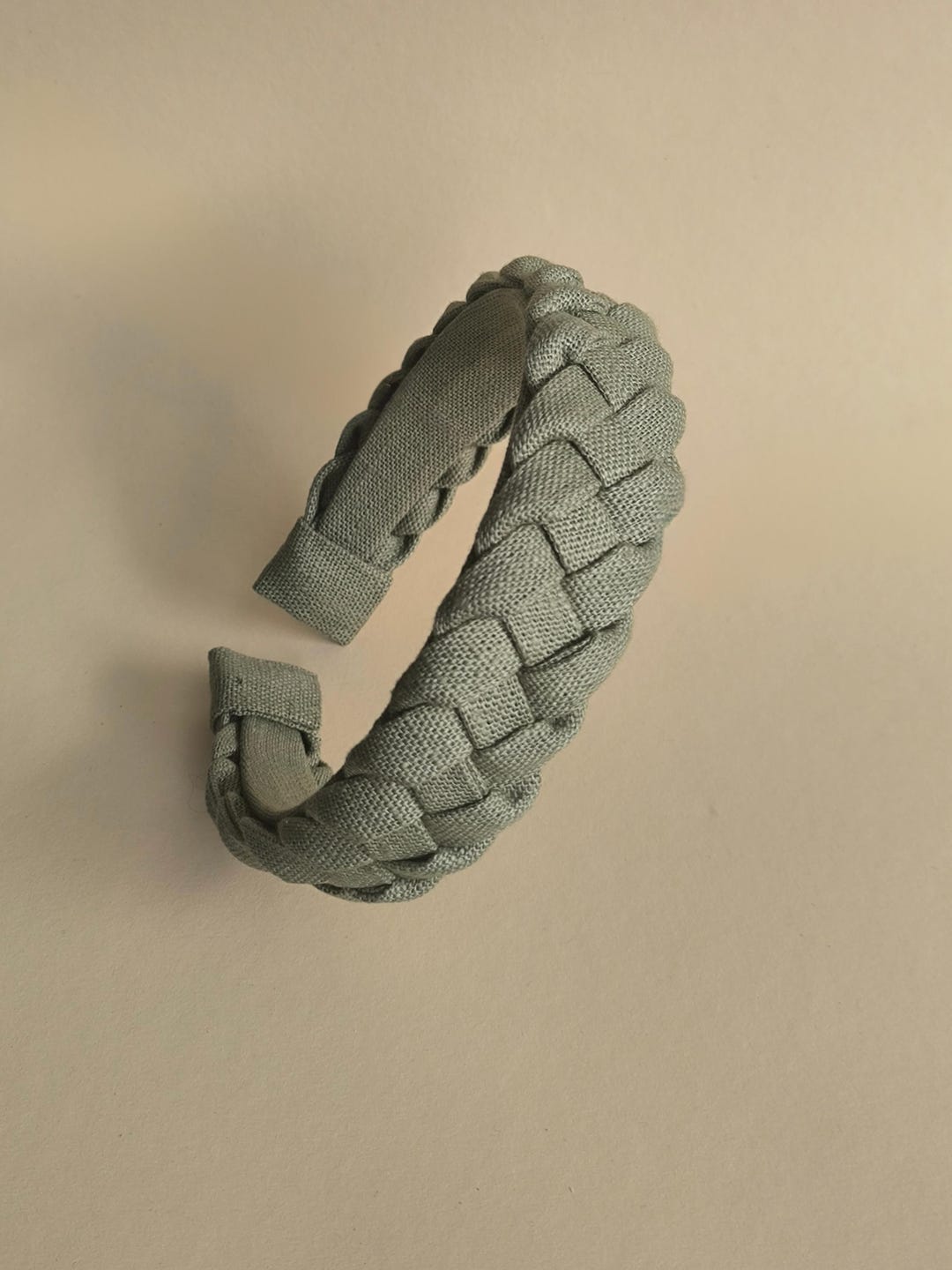 Sage Green Linen Braided Hairband - Etsy