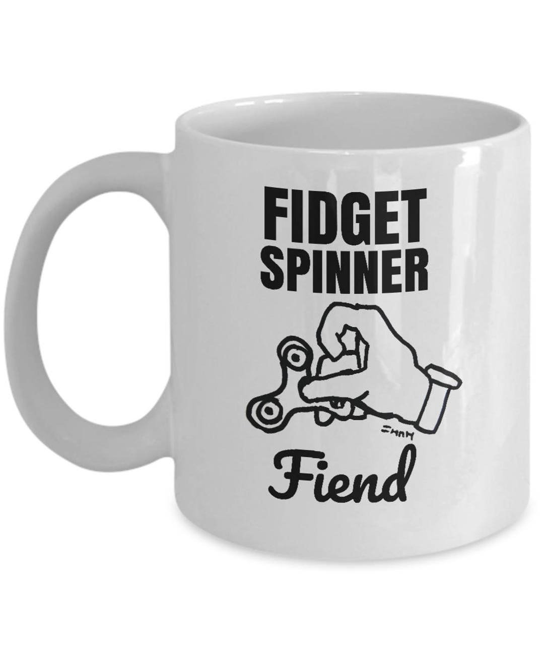 Hand Fidget Spinner Meme Gift Mug, Funny Fidget Spinner Toy Fiend ...