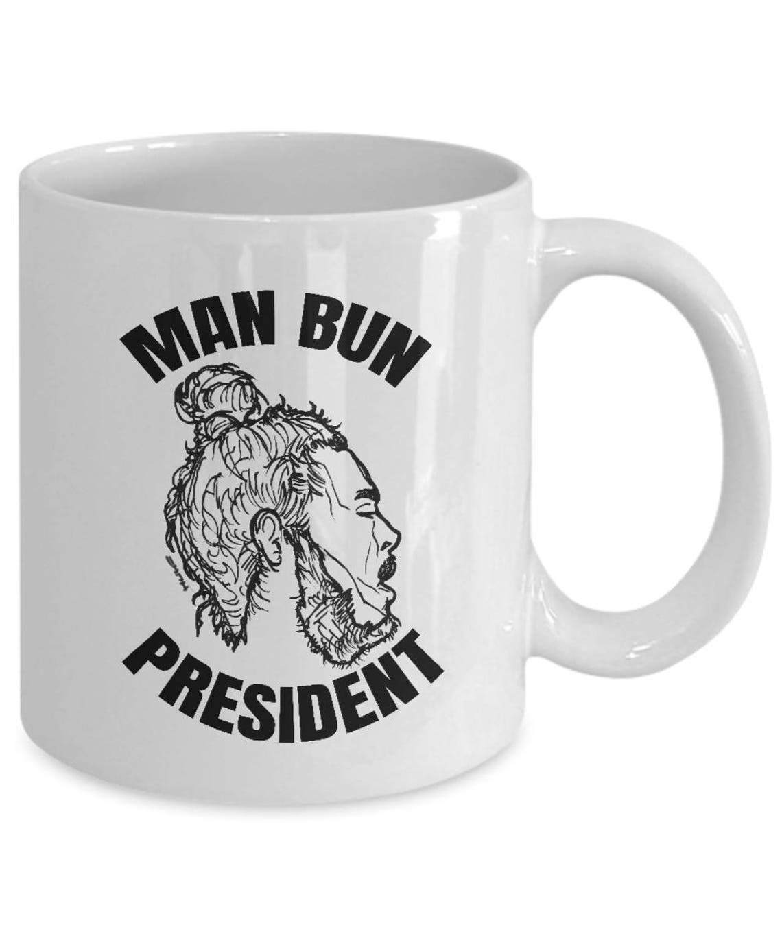 Bearded Man Bun Gifts: Mug // Funny Man Bun President Cup // Perfect ...