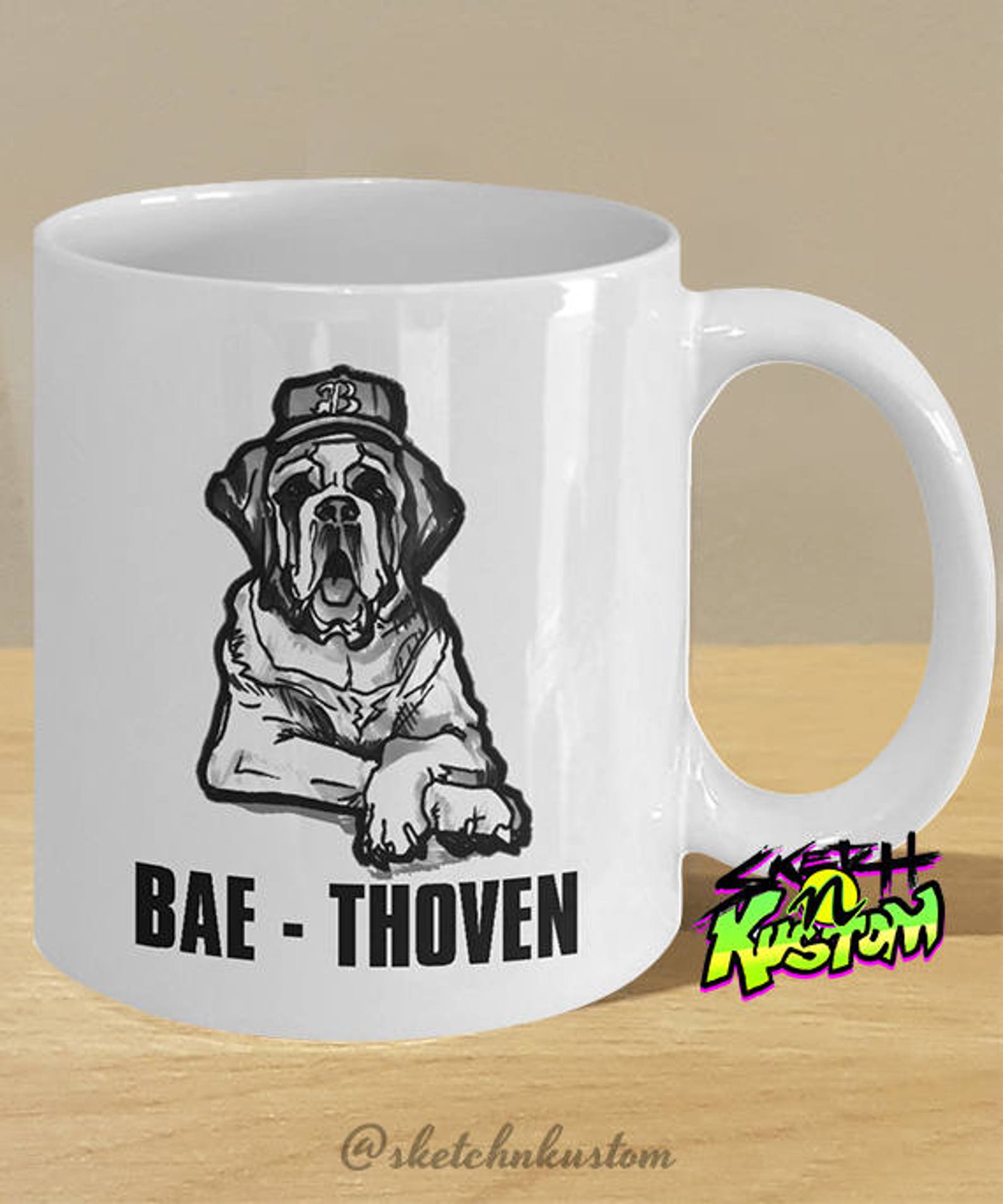 Bae Mug / Saint Bernard Mug Funny Bae Thoven Saint Bernard Cup ...