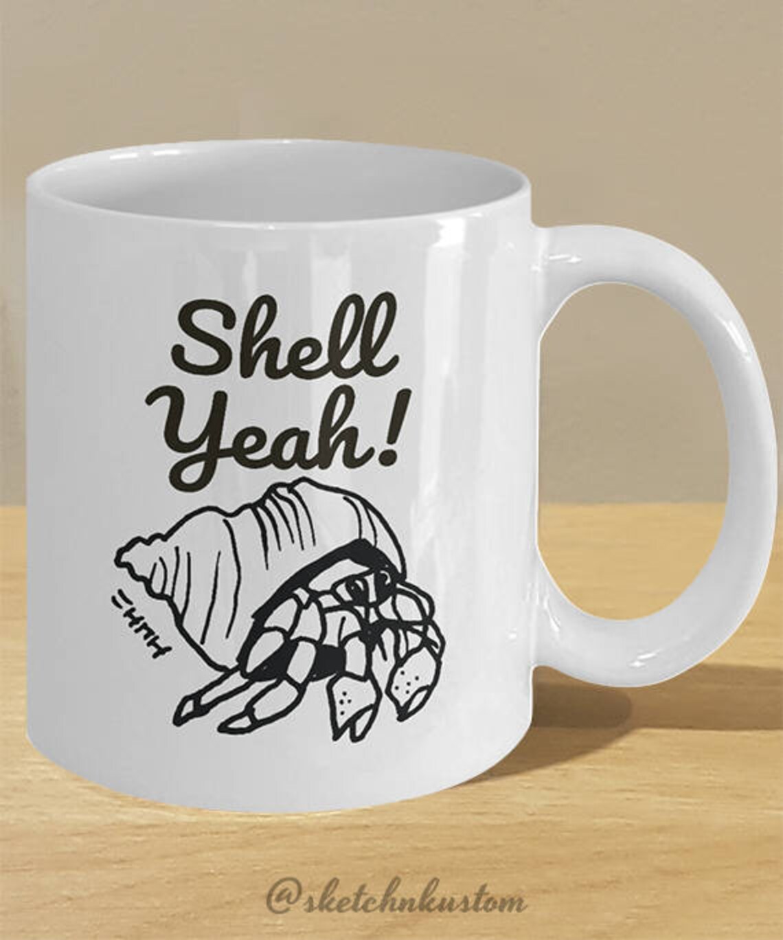 Hermit Crab Mug Gifts / Shell Art / Shell Yeah / Sea Shell Mug | Etsy