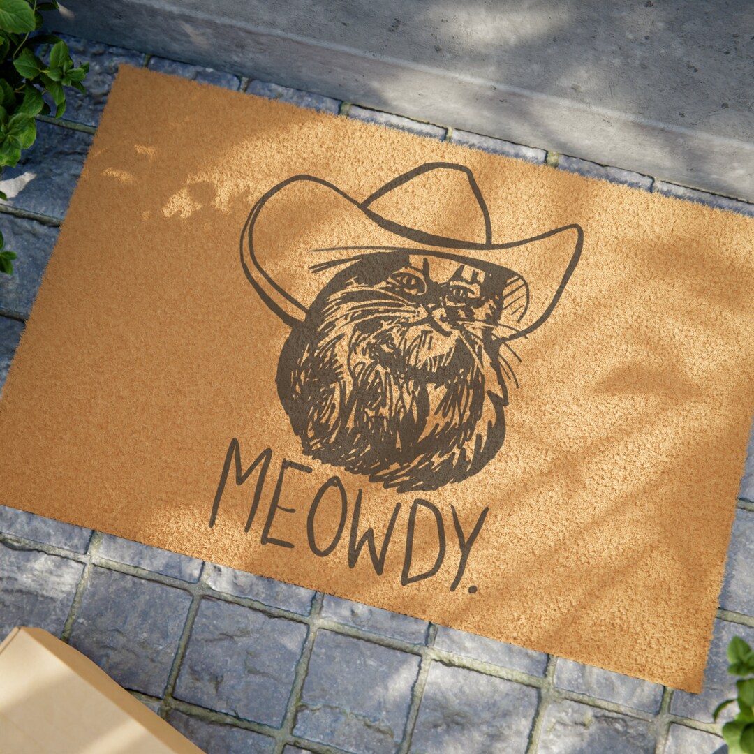 Meowdy Texas Cat Meme Doormat // Texan Cat Meme Gifts // Funny Howdy ...