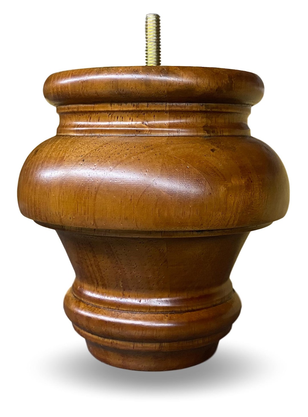 5" Solid Wood Turned Round Bun Legs Medium Walnut Finish 5/16" Bolt ...