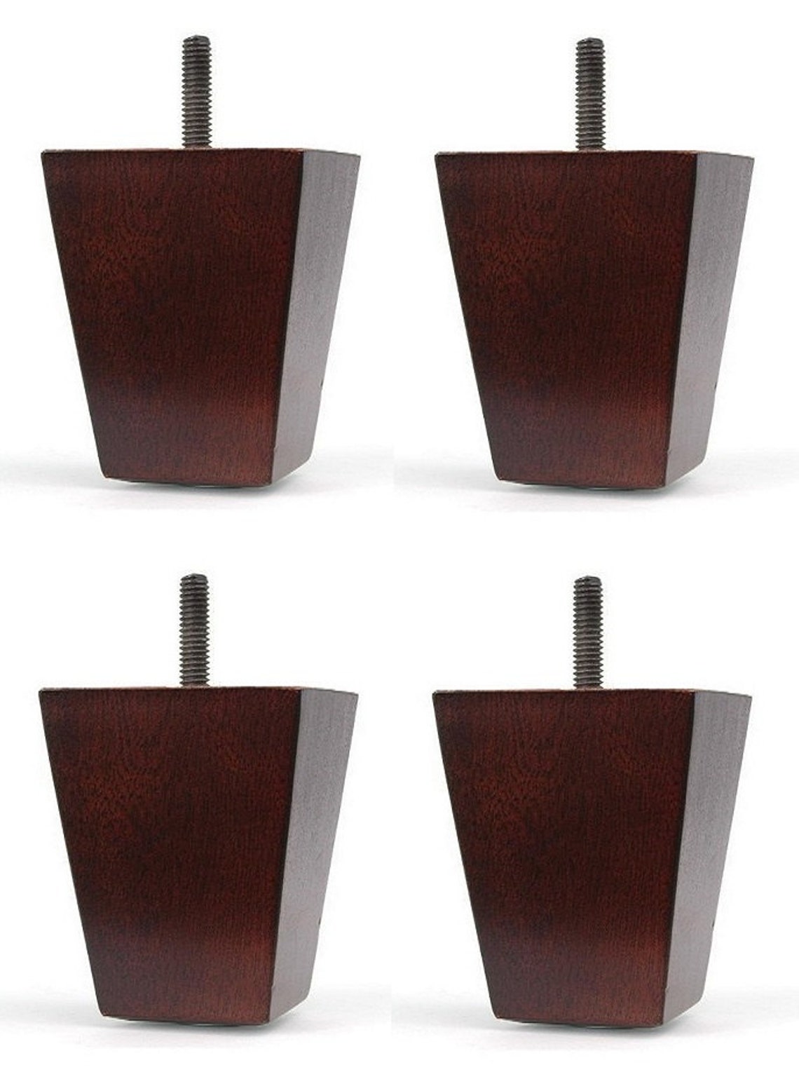 4 1/2" Walnut Dark Wood Tapered Sofa / Chair / Ottoman Legs [5/16" Bolt ...