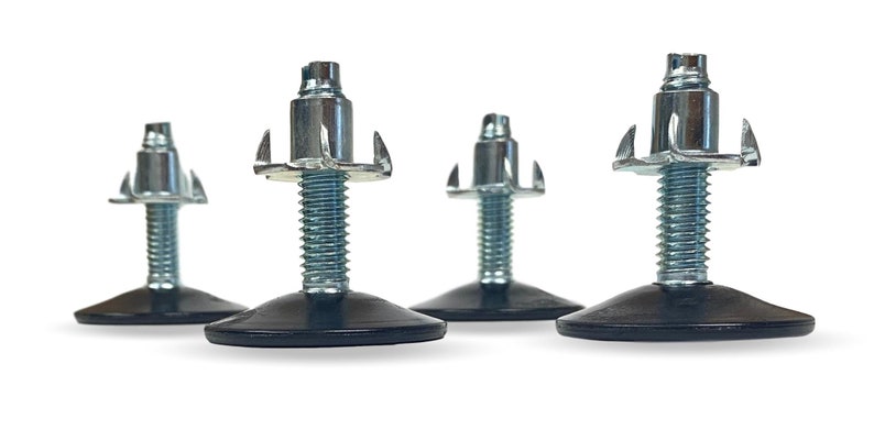 3/8"-16 Furniture Black Leg Levelers Slotted Bottom With T-nuts - Set ...