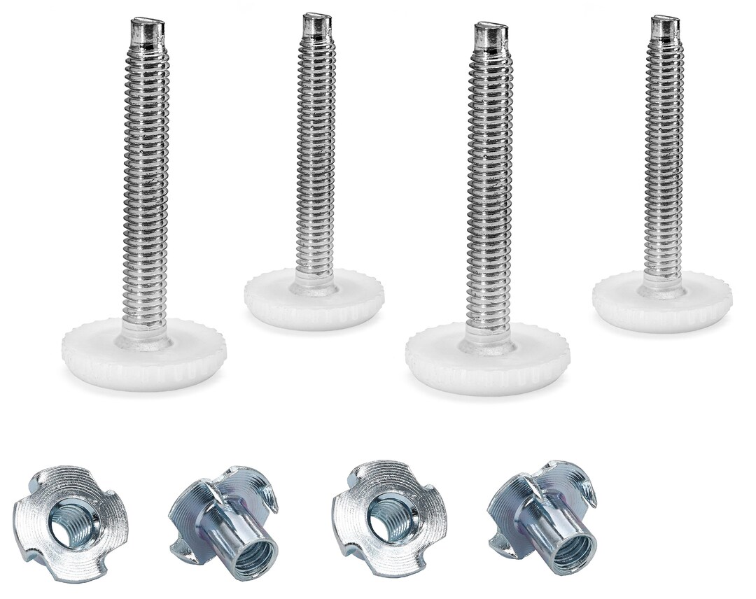 5/16"-18 White Nylon Furniture Leveler Glides [1" Base, 2-1/4" Bolt ...