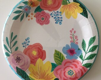 Floral Paper Plates - Etsy