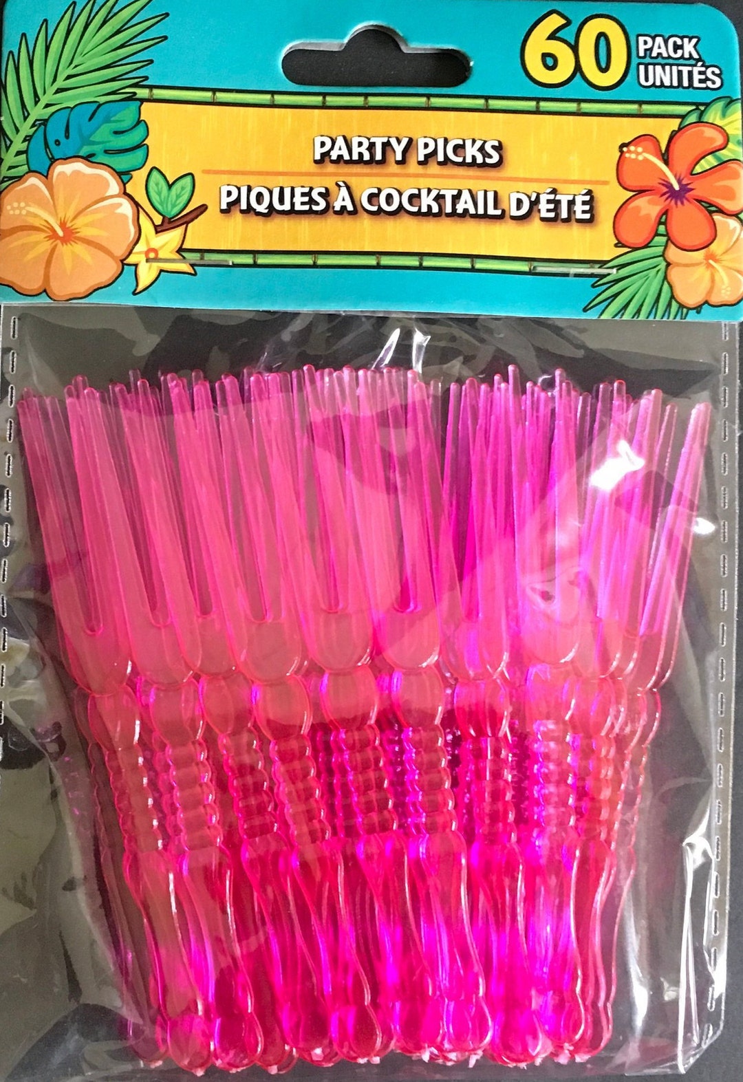 Transparent Pink Plastic Party Picks 60ct - Etsy