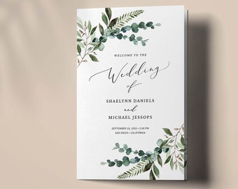 Greenery Wedding Program | Etsy