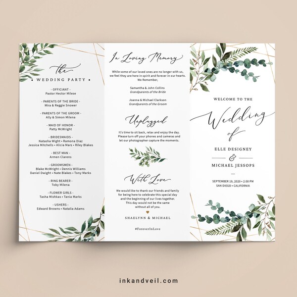 Trifold Wedding Ceremony Program - Etsy