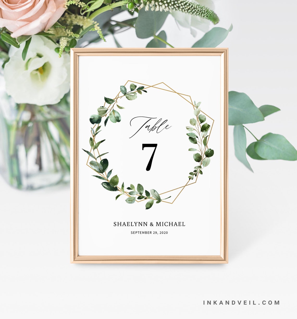 Editable Greenery Table Numbers Template Geometric Greenery - Etsy