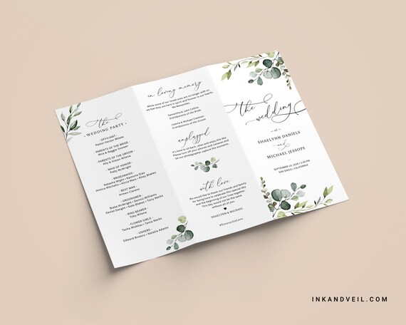 Tri Fold Wedding Ceremony Program Templates