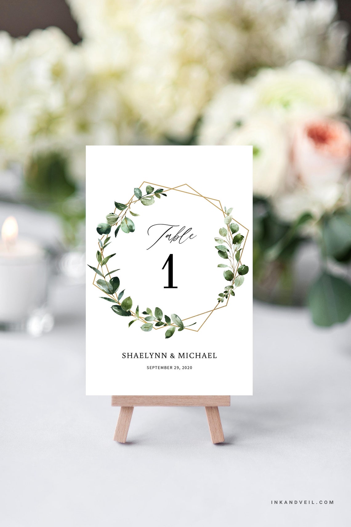 Editable Greenery Table Numbers Template Geometric Greenery - Etsy