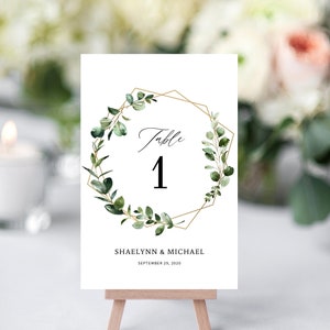 Editable Greenery Table Numbers Template Geometric Greenery - Etsy