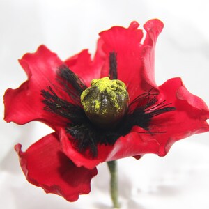 Edible Handmade Poppy Flower for Cake Decorations. Red Sugar Poppy for ...