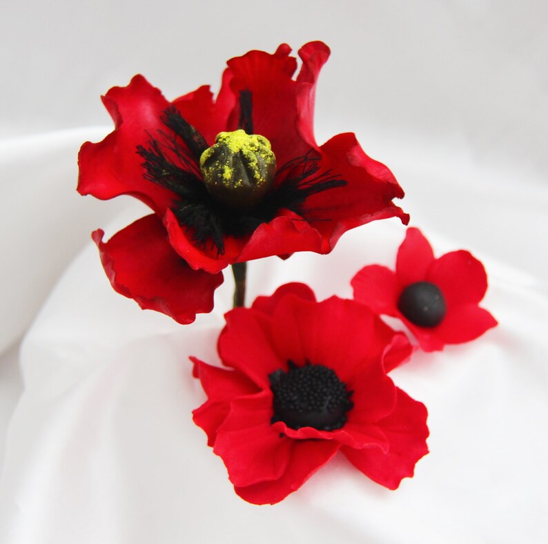Edible Handmade Poppy Flower for Cake Decorations. Red Sugar - Etsy