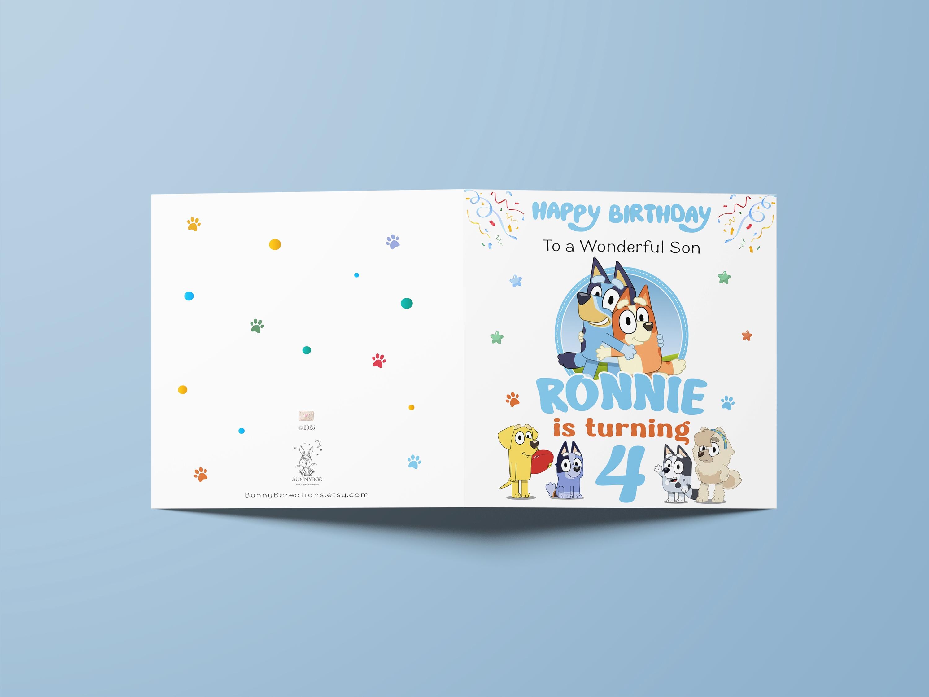 Personalized Bluey Birthday Card: Handmade Children's Cartoon - Etsy UK