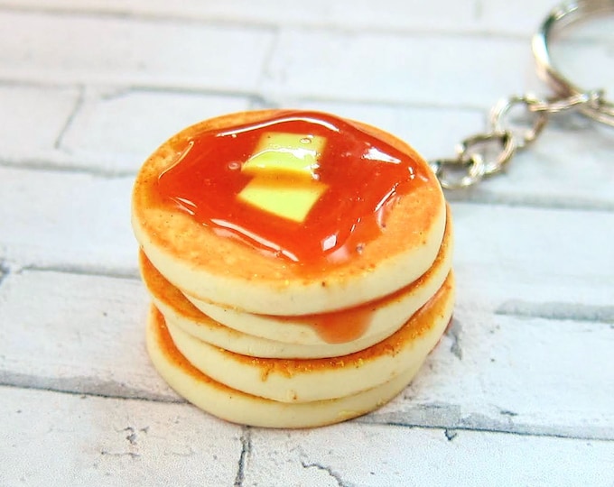 Pancake Keychain // Polymer Clay Food // Novelty Clay Statement Jewelry ...