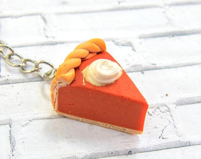 Pumpkin Pie Charm Keychain Necklace // Polymer Clay Food // Miniature ...