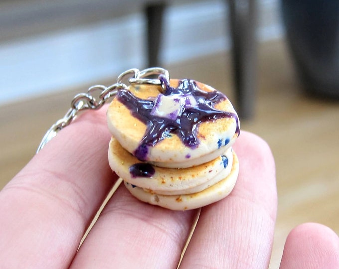 Blueberry Pancakes Keychain, Charm, or Necklace // Polymer Clay Food ...