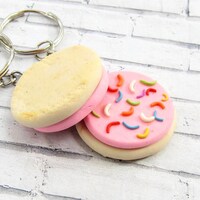 Handmade Polymer Clay Strawberry Cake Keychain - Etsy