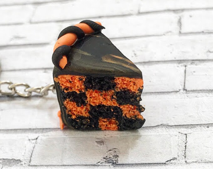 Halloween Checkered Cake, Food Keychain, Polymer Clay, Mini Food ...