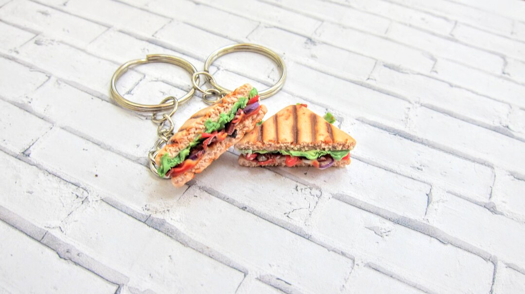 Sandwich Keychain // Polymer Clay Food // Miniature Food Jewelry, Clay ...