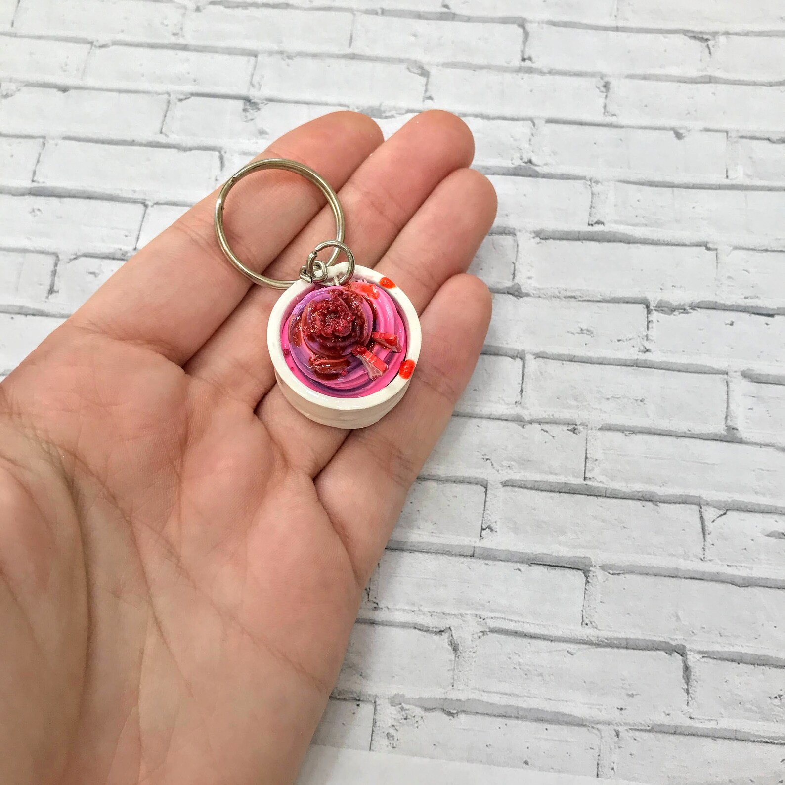 Fro Yo Keychain // Polymer Clay Food // Miniature Food | Etsy