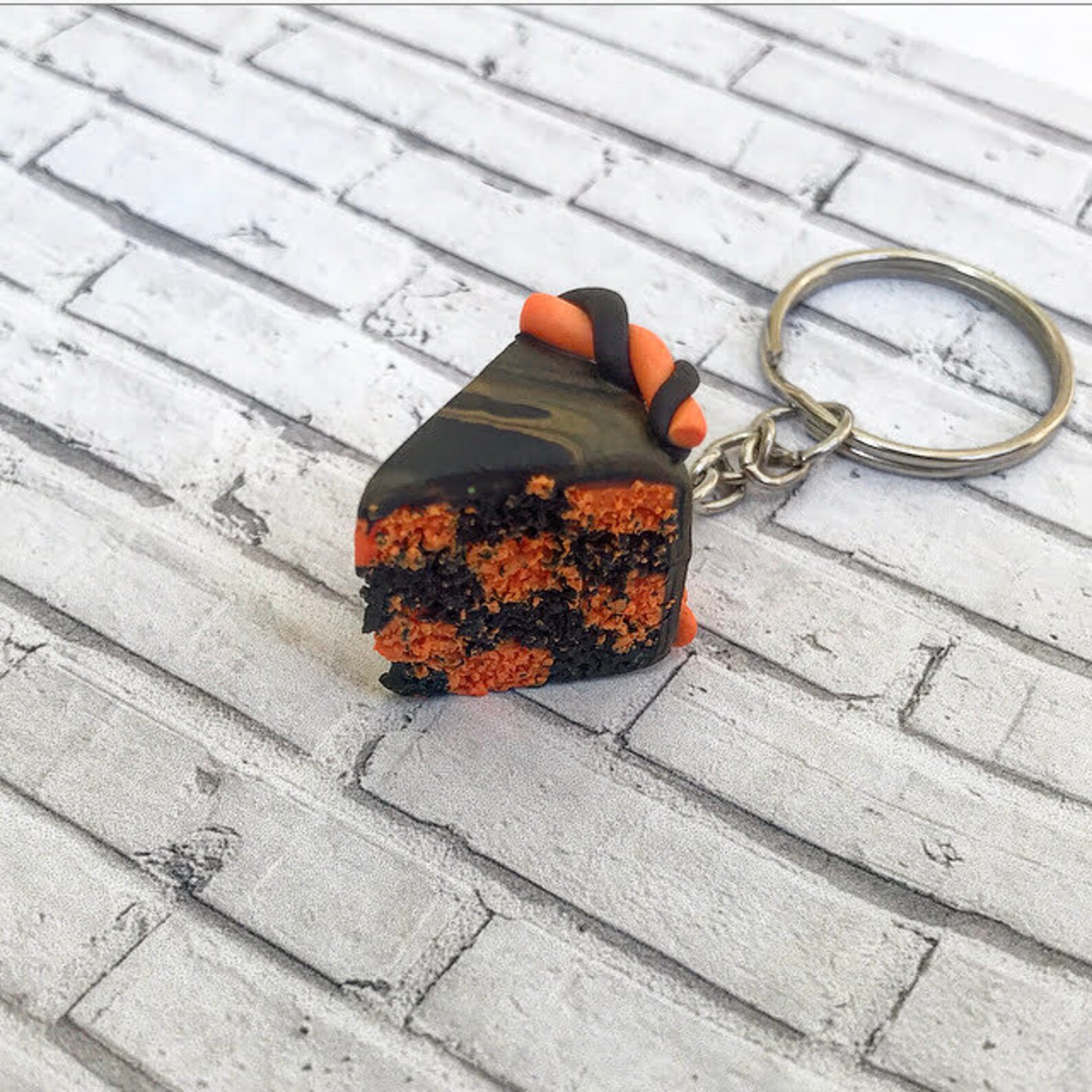 Halloween Checkered Cake, Food Keychain, Polymer Clay, Mini Food ...