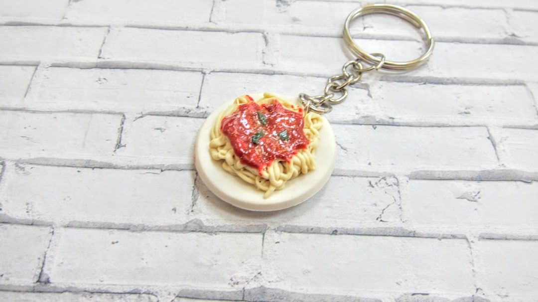 Spaghetti Keychain // Polymer Clay Food // Clay Keychain, Novelty ...