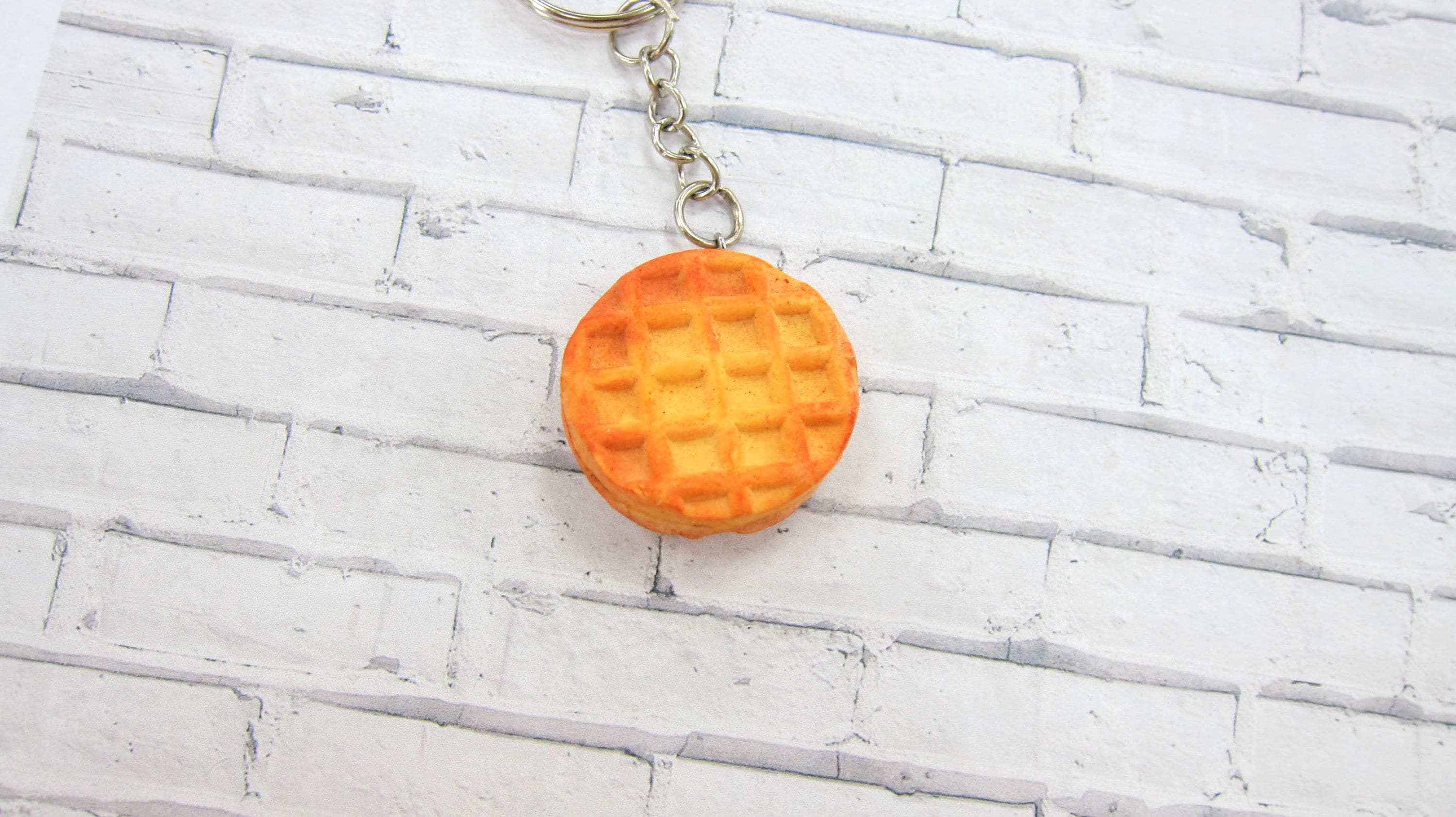 Waffle Keychain // Polymer Clay Food // Miniature Food Jewelry - Etsy