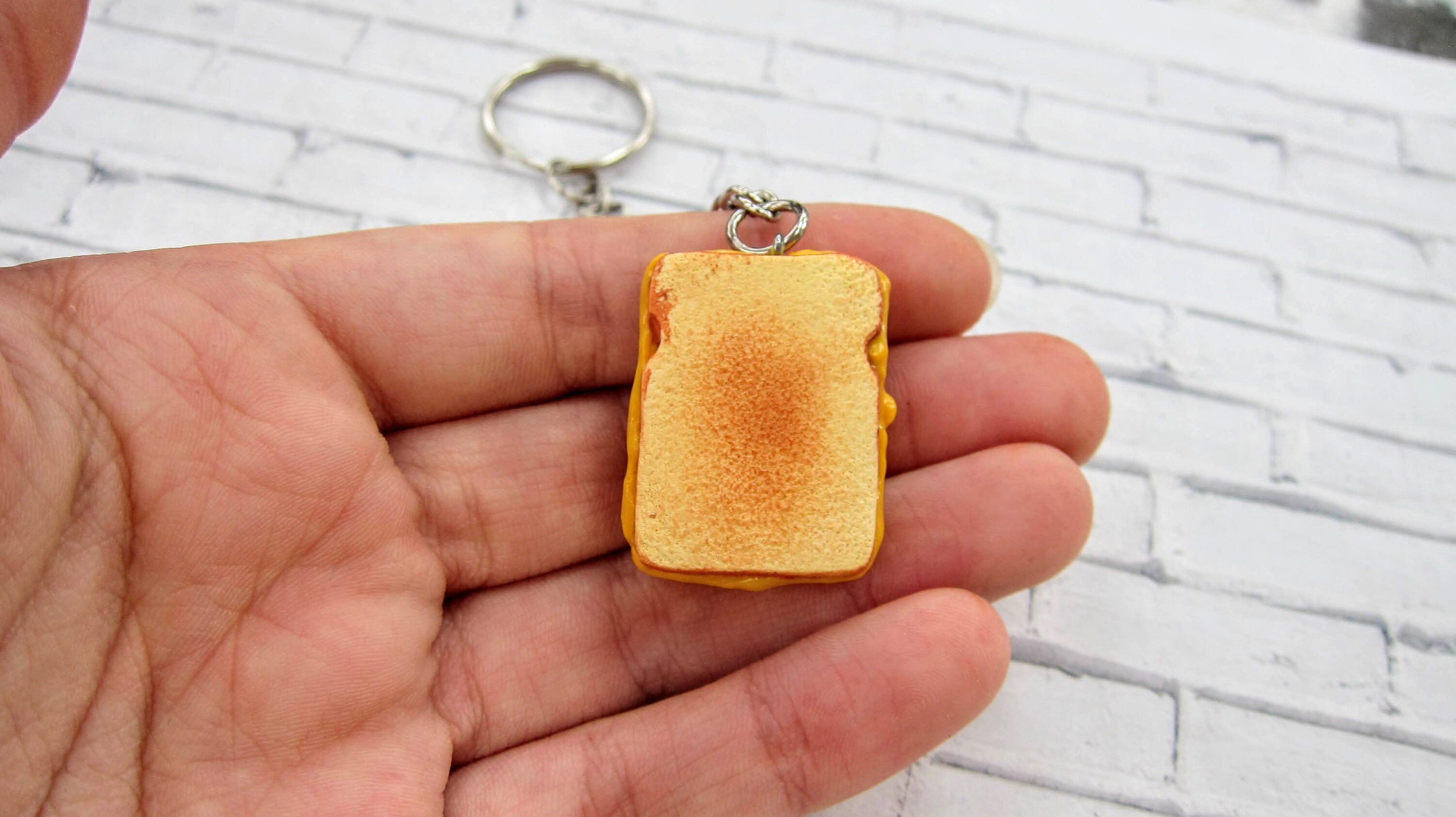 Grilled Cheese Keychain // Polymer Clay Food // Miniature Food - Etsy