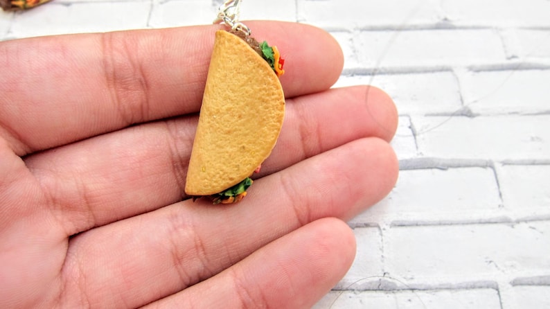 Taco Charm // Polymer Clay Food // Miniature Food Jewelry - Etsy