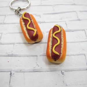 Hot Dog Charm Keychain // Polymer Clay Food // Realistic Miniature Food ...
