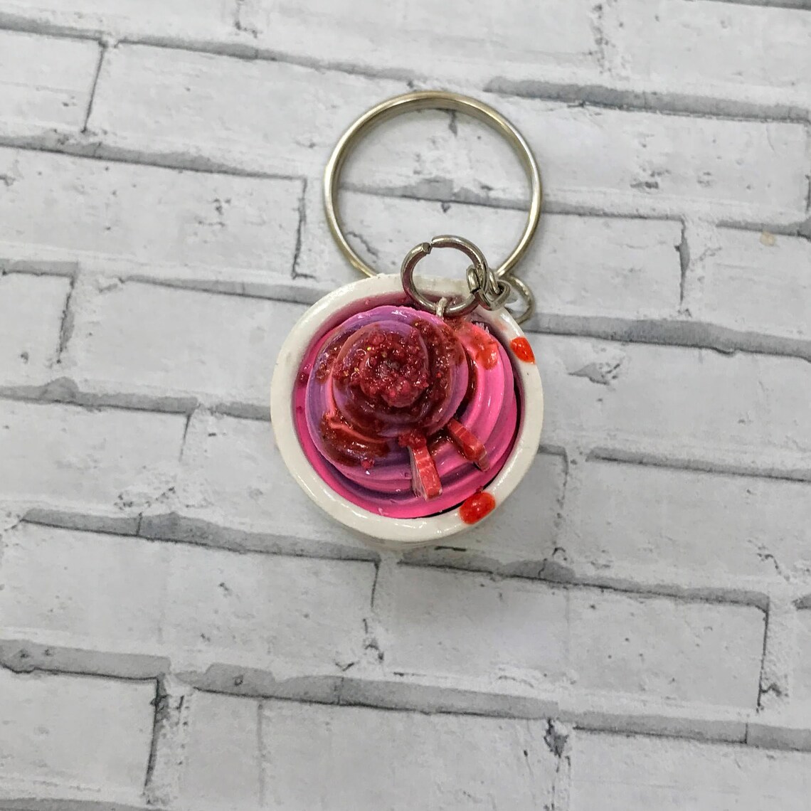 Fro Yo Keychain // Polymer Clay Food // Miniature Food | Etsy