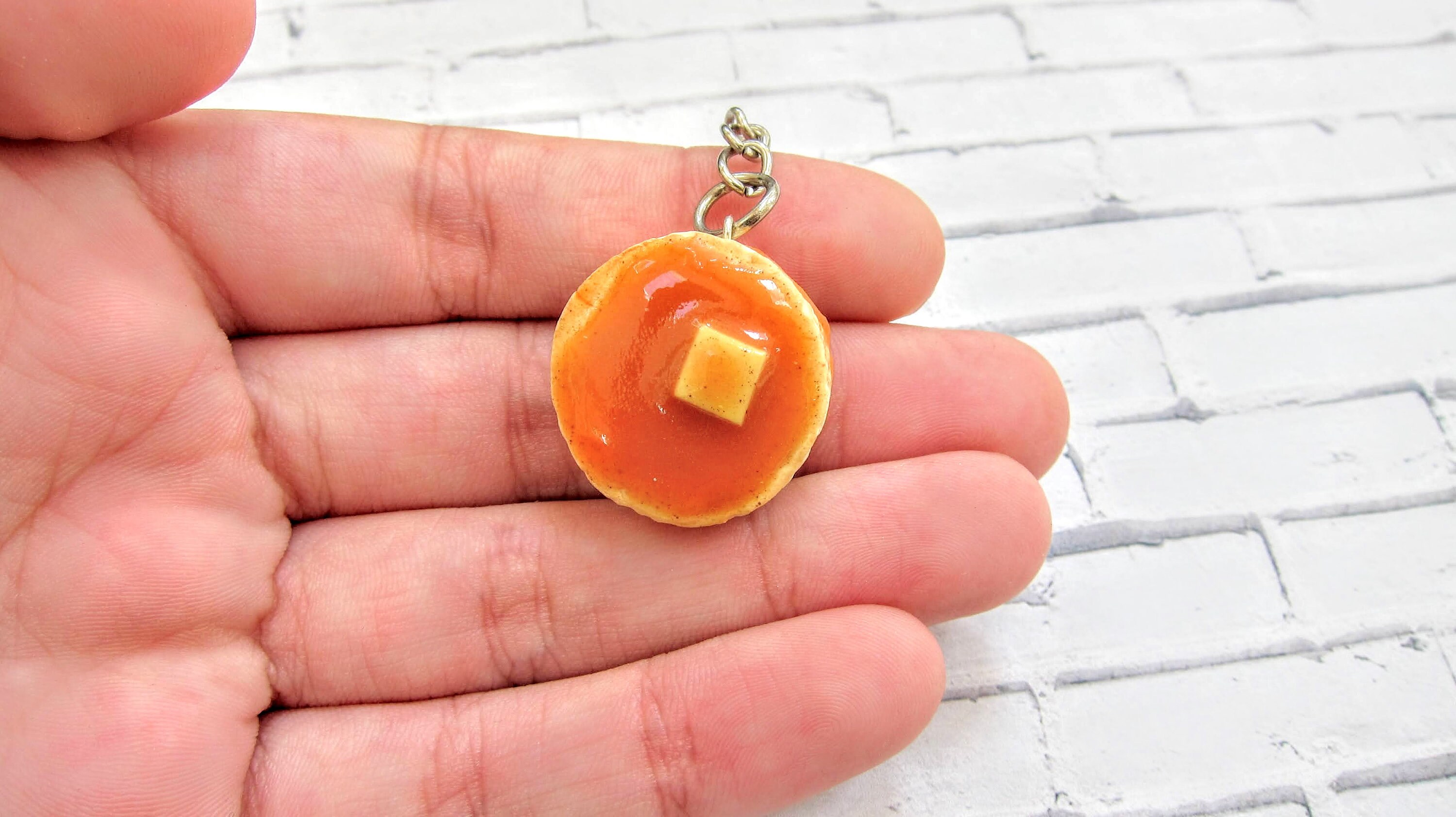 Pancake Keychain // Polymer Clay Food // Clay Keychain, Statement ...