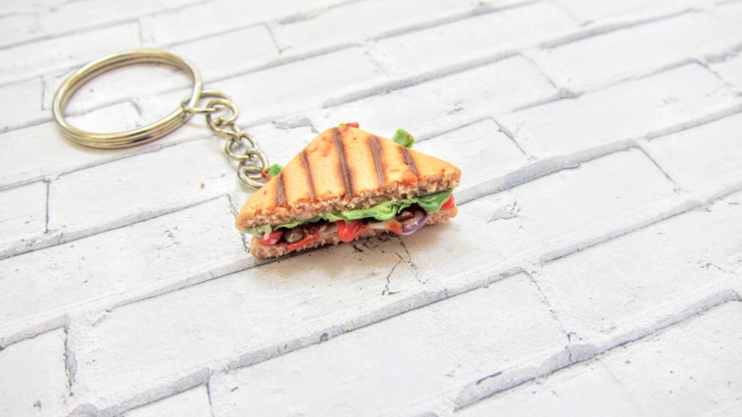 Sandwich keychain // polymer clay food // miniature food | Etsy