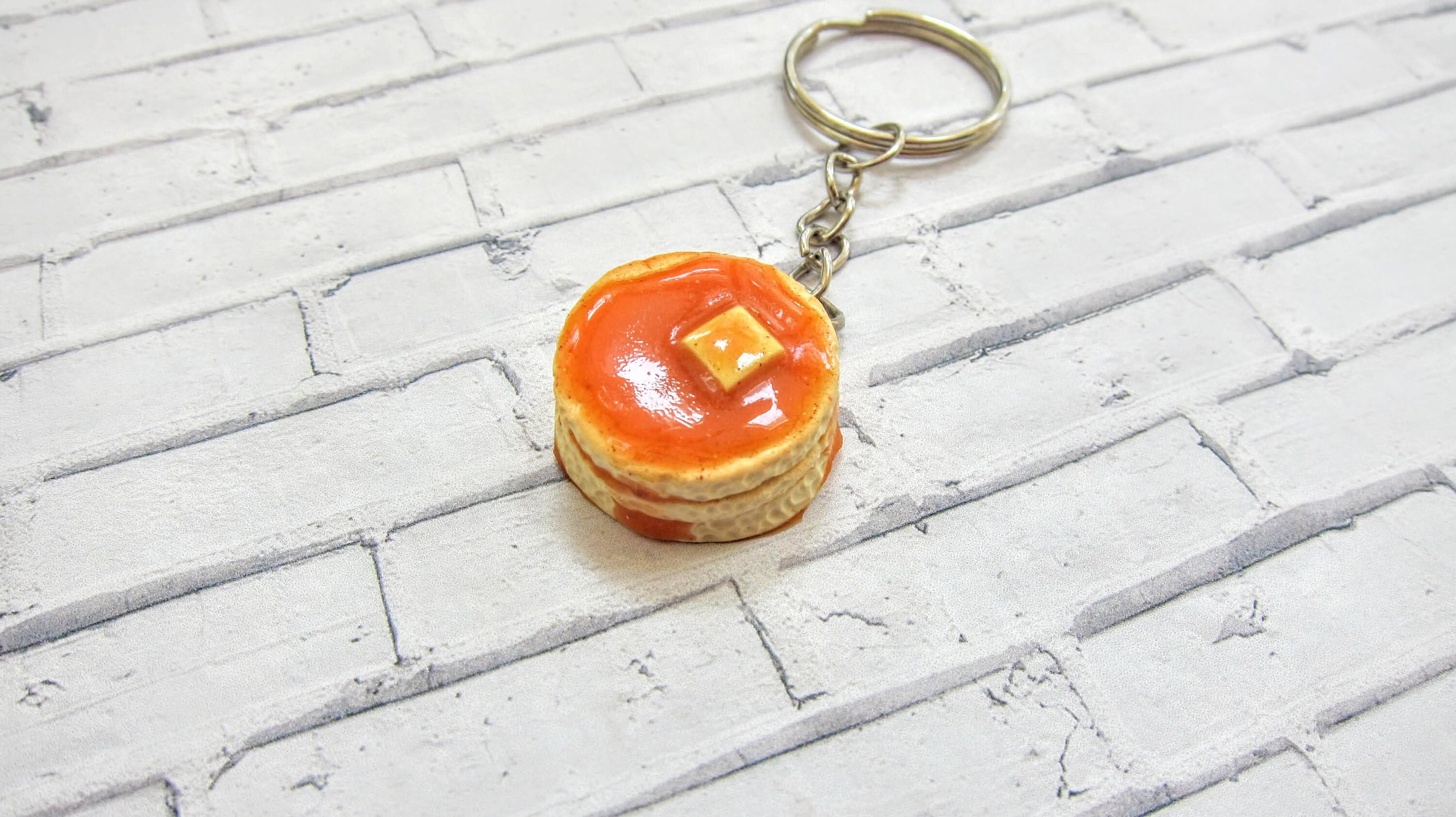 Pancake Keychain // Polymer Clay Food // Clay Keychain, Statement ...