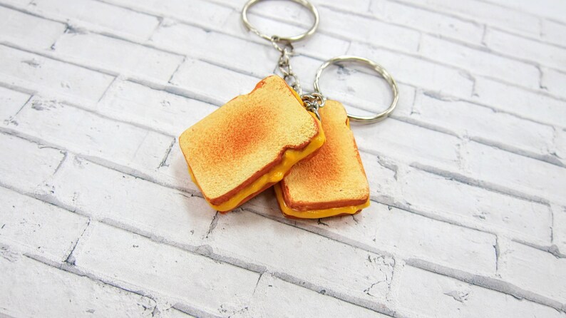 Grilled Cheese Keychain // Polymer Clay Food // Miniature Food - Etsy