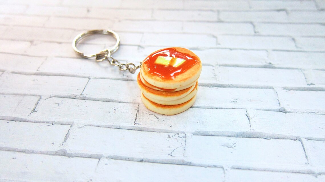 Pancake Keychain // Polymer Clay Food // Novelty Clay Statement Jewelry ...