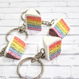 Rainbow Cake Keychain // Polymer Clay Food // Miniature Food Jewelry ...